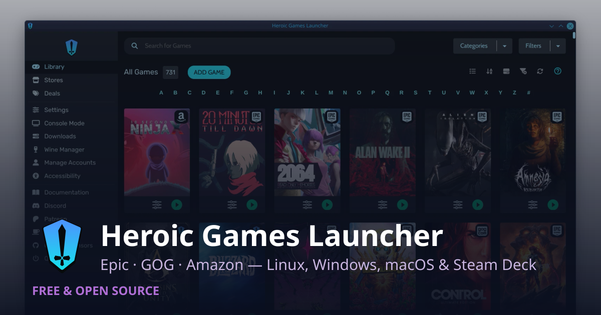 Heroic Games Launcher — Free Epic, GOG & Amazon Games Launcher